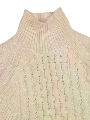 BARACUTA Aran Mock Neck Cable-knit Sweater - Neutrals