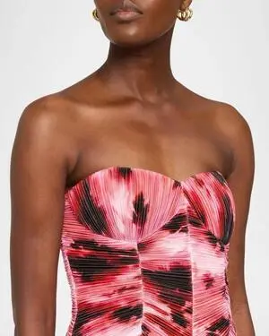 AS IT MAY Monique Floral Plissè Column Gown