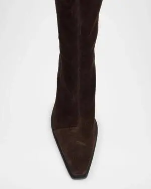 Rag & Bone 75mm Newbury Suede Knee-high Boots Dark Choco