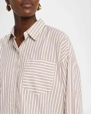 Rag & Bone Marin Pinstripe Cropped Shirt - Tanst