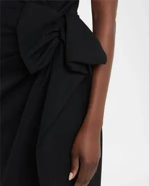 Michael Kors Strapless Wool Origami Bow Column Gown