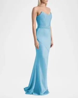 ZHIVAGO Germaine Strapless Stretch Satin Column Gown