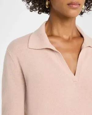 Neiman Marcus Cashmere Johnny-collar Sweater Quartz