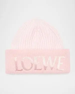 Loewe Logo-embroidered Rib-knit Beanie