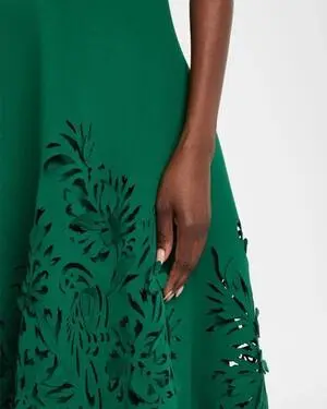 Badgley Mischka Cutout Strapless Sweetheart Midi Dress - Emerald