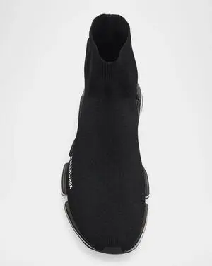 Balenciaga Apos;s Speed 2.0 Clear-sole Knit Runner Sneakers - Noir