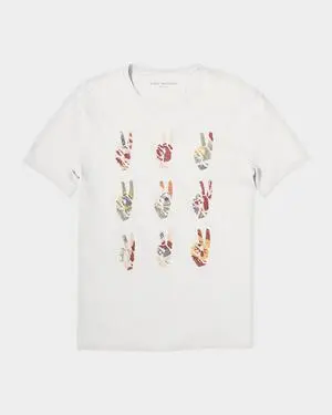 John Varvatos Multi Peace Hand Crewneck T-shirt - Salt