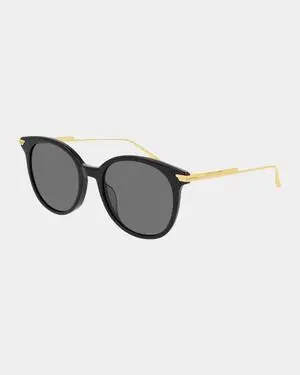 Bottega Veneta Round Acetate/metal Sunglasses