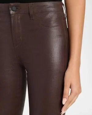 L & APOS;AGENCE Ruth High-rise Coated Straight Raw Hem Jeans - Dark Java