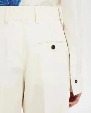 FERRAGAMO Cotton-silk Canvas Turn Lock Straight-leg Pants - Parchment