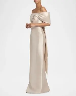 Amsale Satin One-shoulder Column Gown
