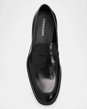 FERRAGAMO Apos;s Touring Originali Leather Penny Loafers - Nero