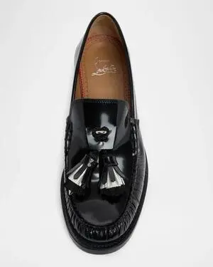 CHRISTIAN LOUBOUTIN Apos;s Orlando Leather Tassel Penny Loafers - Black