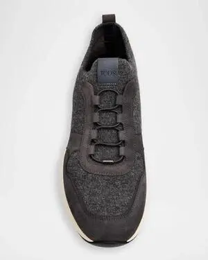 TOD & APOS;S Apos;s Calzino Suede And Textile Elastic Drawstring Sneakers - Dark Grey