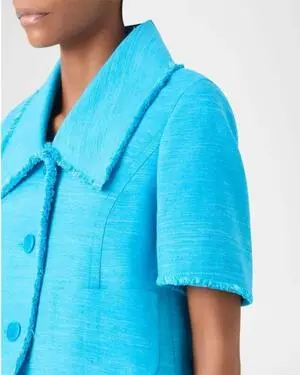 Akris Short-sleeve Fringed Indian Silk Jacket