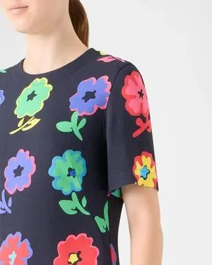Akris Floral Midi Tunic Dress - Black-mult