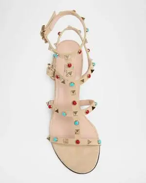 Valentino Garavani 60mm Rockstud Suede City Sandals