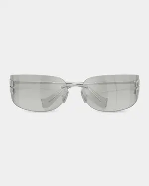 Miu Miu Aube 75mm Rectangular Sunglasses - Silver