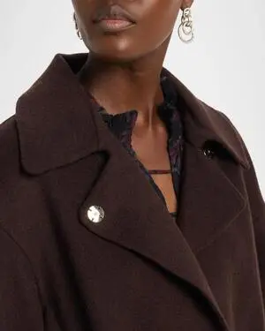 Ba&sh Kam Wool-blend Wrap Coat - Chocolat