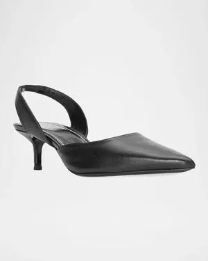 Staud Sebastian 40mm Leather Slingback Pumps Black