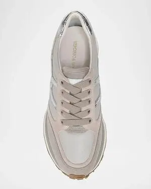 Veronica Beard Valentina Mixed Leather Retro Sneakers