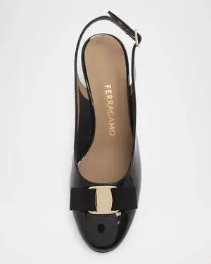 FERRAGAMO 55mm Vetty Patent Leather Slingback Pumps
