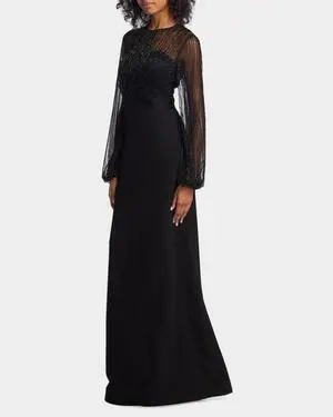 Rene Ruiz Collection Beaded Illusion Trumpet Gown