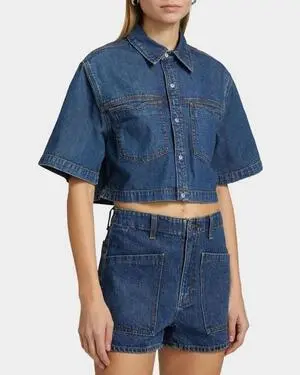 RE/DONE Denim Oversized Crop Shirt