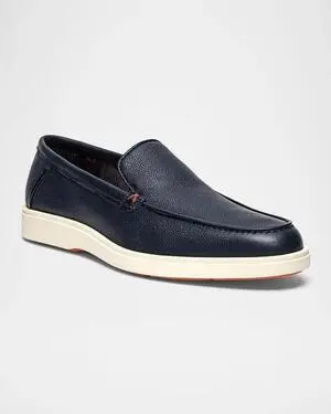 Santoni Detroit Tumbled Leather Loafers