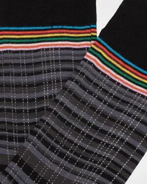 Paul Smith Apos;s Maury Signature Stripe Mid-calf Socks - Black