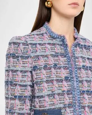 MAISON COMMON Boxy Tweed Cotton Jacket - Medium Blu