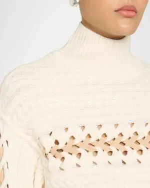Ramy Brook Nina Wool Threaded-knit Sweater - Ivory Cable