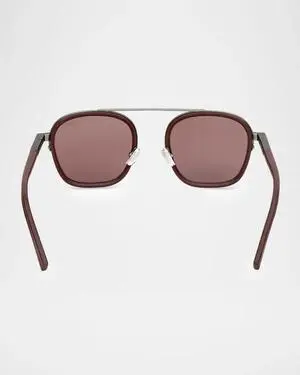 Zegna Dark Foliage Orizzonte I 51mm Metal/acetate Navigator Sunglasses - Shiny Sequ