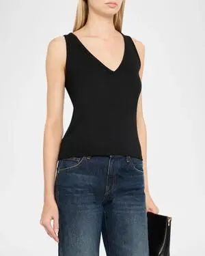 Rag & Bone The Knit V-neck Tank Top - Black
