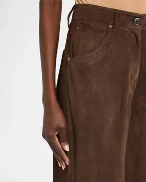 Brunello Cucinelli Suede Relaxed Straight-leg Pants