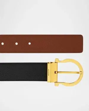FERRAGAMO Donna Reversible Leather Belt - Nerone
