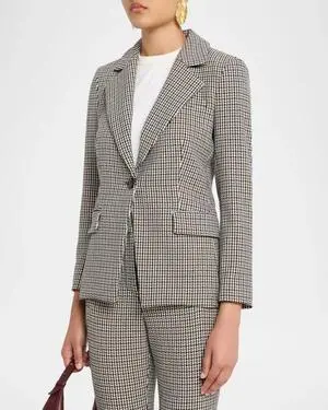 Veronica Beard Healy Houndstooth Dickey Jacket - Navy Multi
