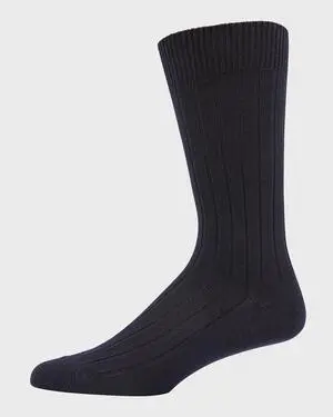 BRESCIANI Apos;s Cashmere Mid-calf Socks - Blue Pattern