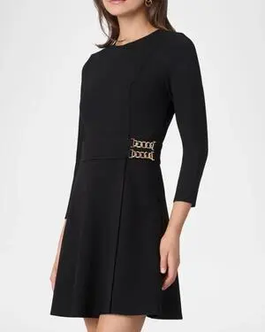 Shoshanna Chain-embellished Ponte Mini Dress