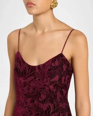 AS IT MAY Charlotte Sleeveless Velvet Lace Column Gown