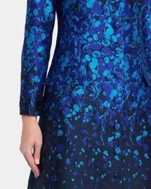 Rickie Freeman For Teri Jon Abstract-print Mikado Coat Dress - Blue Multi