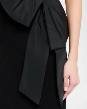 Rickie Freeman For Teri Jon Off-shoulder Taffeta Wrap Crepe Dress - Black