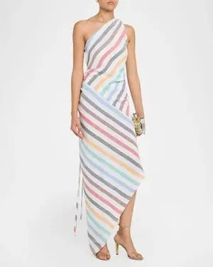 JBQ Mena Asymmetric Striped Dress