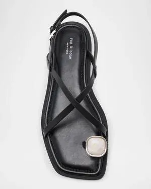 Rag & Bone Remi Leather Toe-ring Flat Sandals