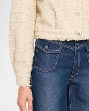 Ramy Brook Wendy Cropped Boucle Jacket - Bone
