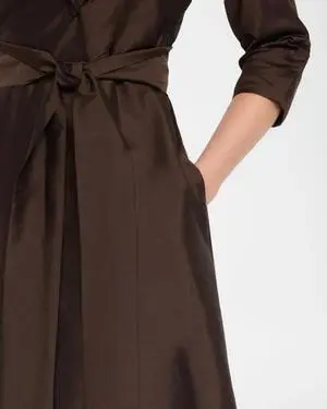 Rickie Freeman For Teri Jon Taffeta Shirtwaist Gown - Espresso