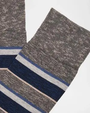 Marcoliani Apos;s Multi-stripe Crew Socks - Navy