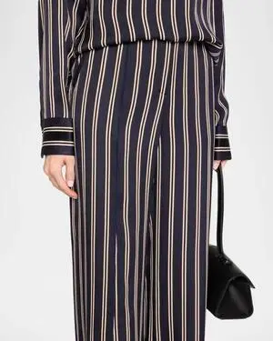JASON WU Striped Wide-leg Trousers - Deep Navy
