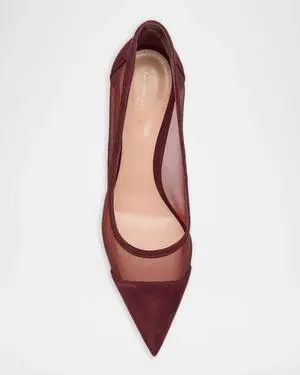 GIANVITO ROSSI 95mm Mesh And Suede Pointed-toe Pumps - Ryry