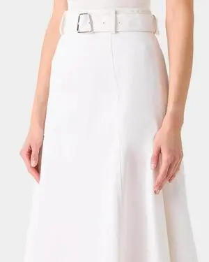Akris Cotton Twill Belted Midi Skirt